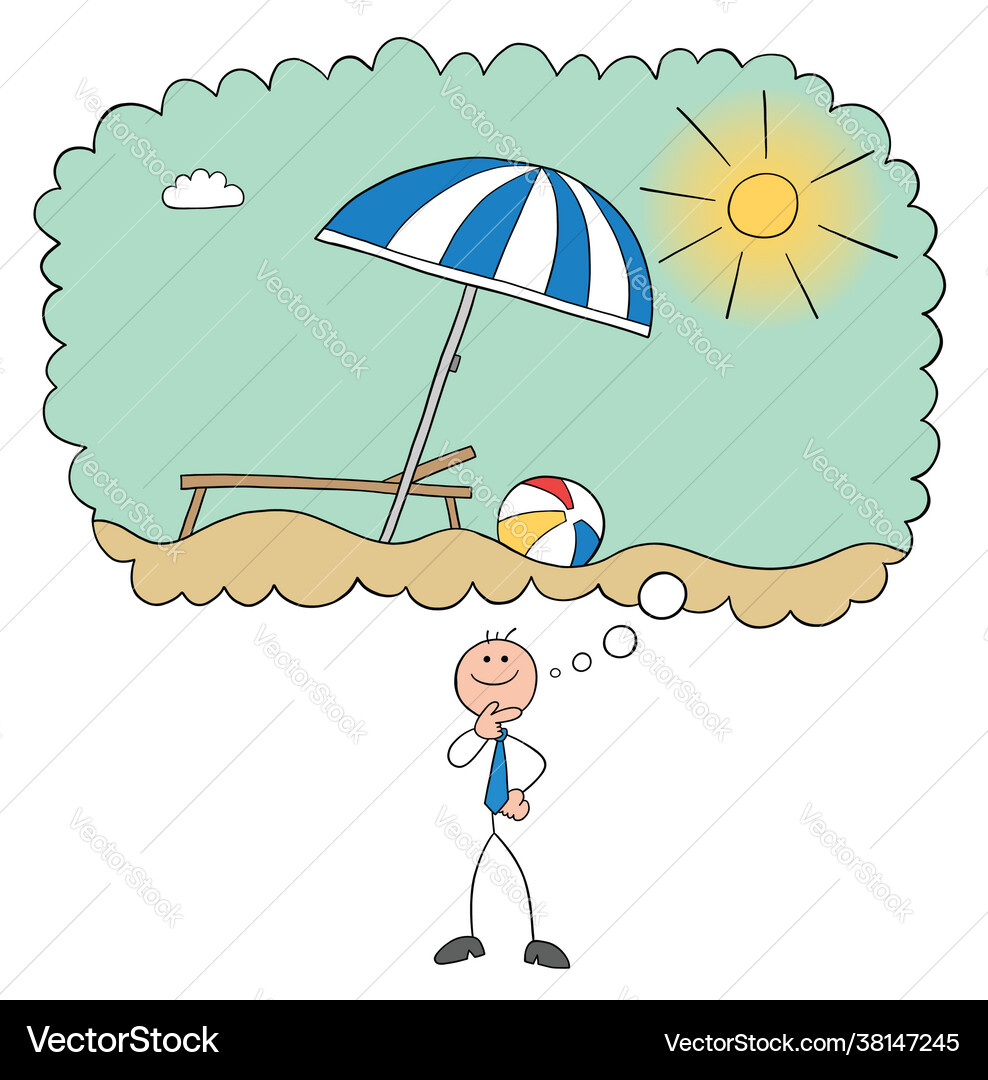 Stickman businessman character dreams going Vector Image