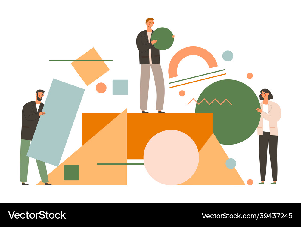 Teamwork of employees concept Royalty Free Vector Image