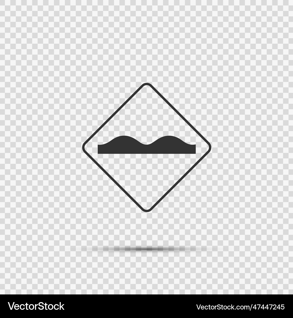 Uneven road surface sign on transparent background