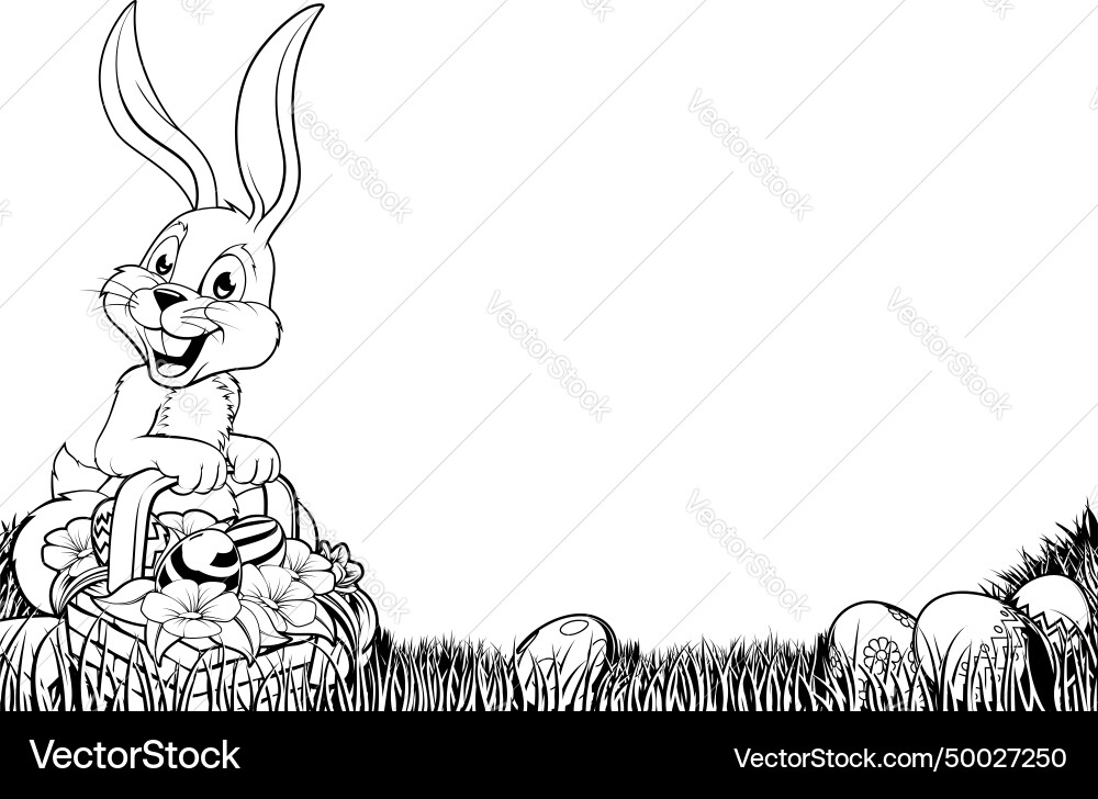 Black and white easter bunny Royalty Free Vector Image