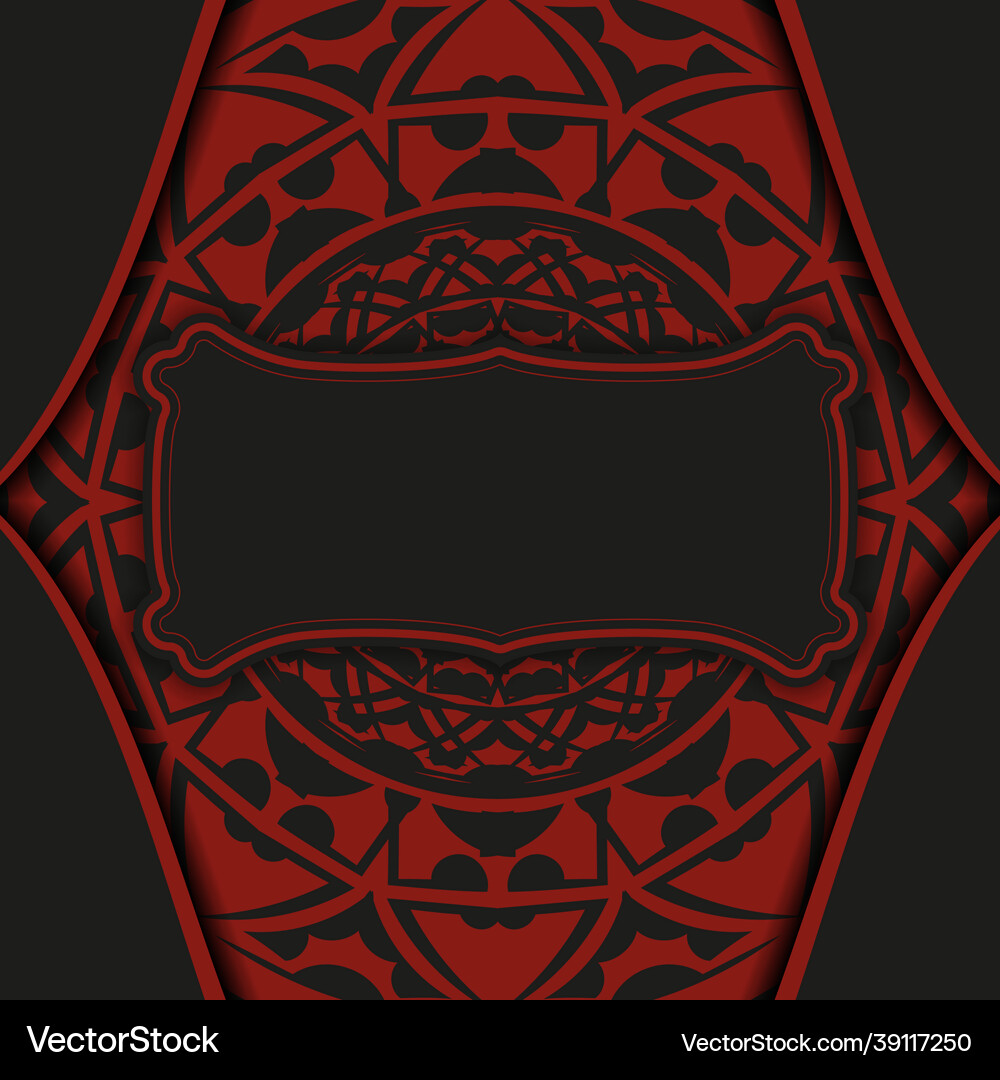 Black-red color postcard design with abstract Vector Image