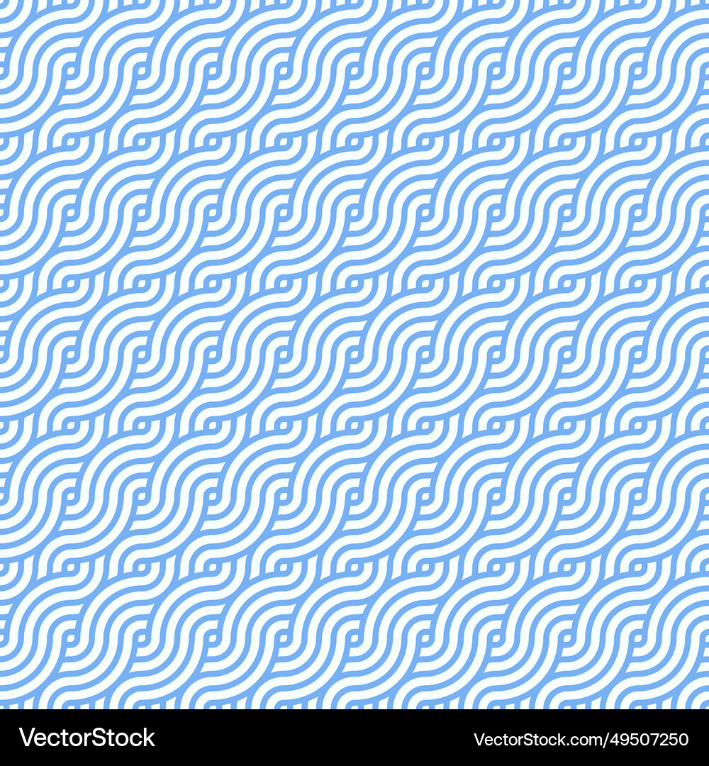 Blue japanese circles swirls and waves pattern Vector Image
