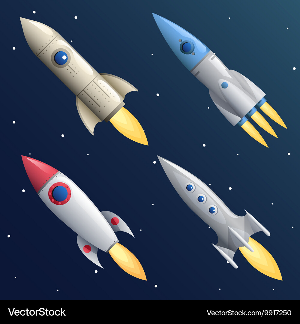 Cartoon rocket start up launch symbol new Vector Image