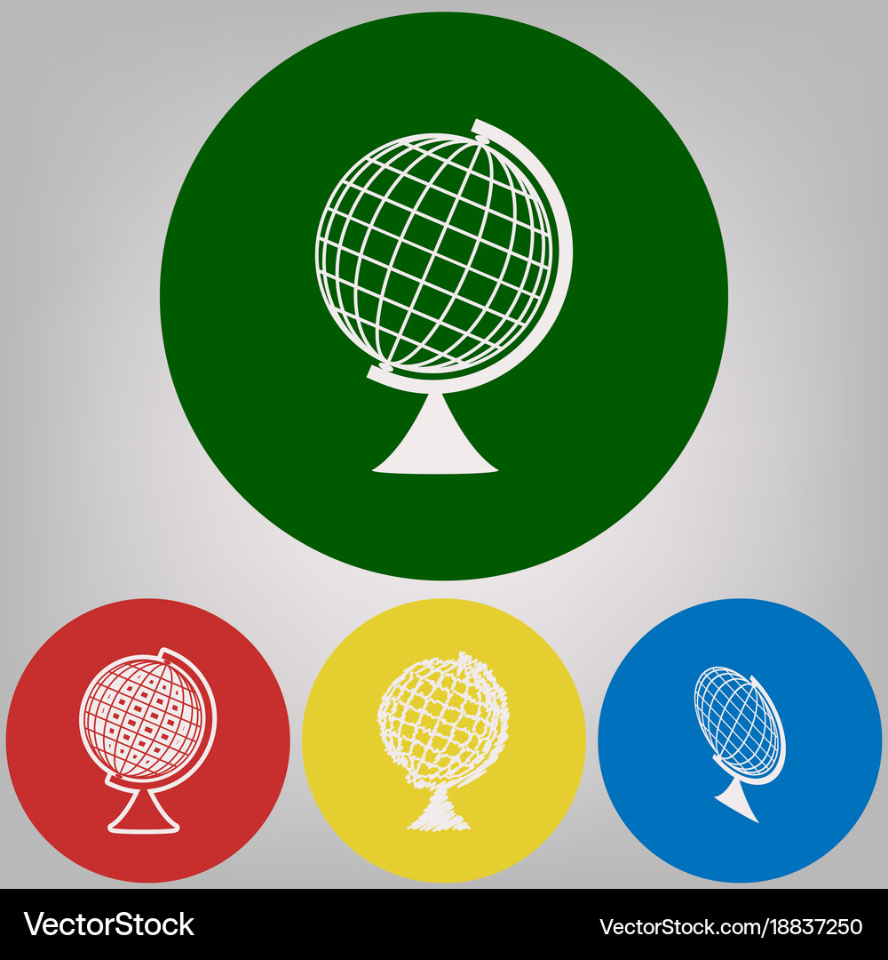 Earth globe sign 4 white styles icon Royalty Free Vector