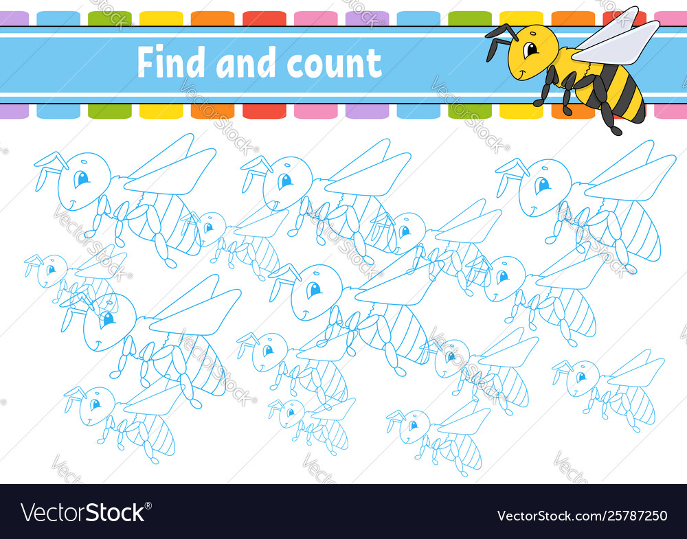 Find and count education developing worksheet Vector Image