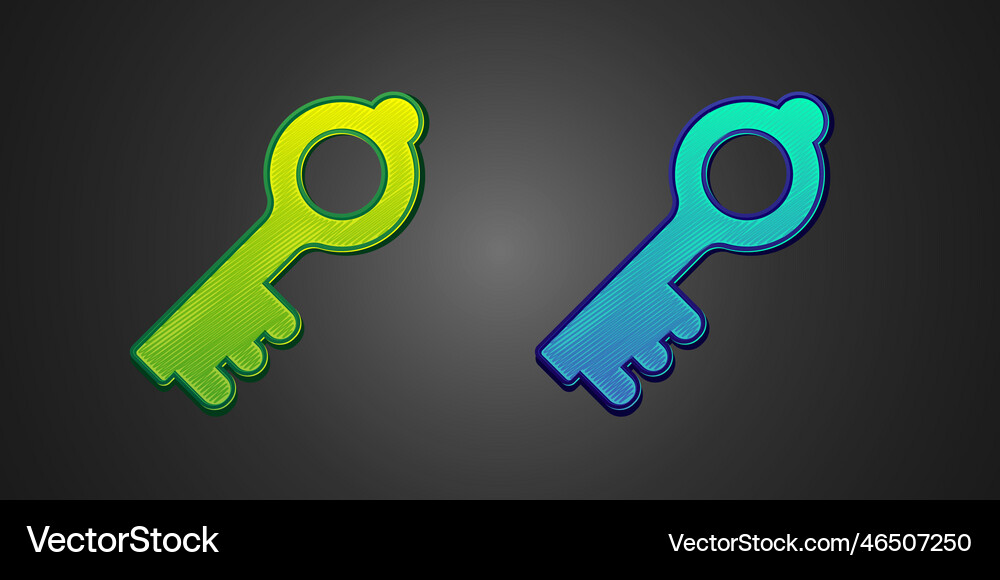 Green and blue old magic key icon isolated Vector Image