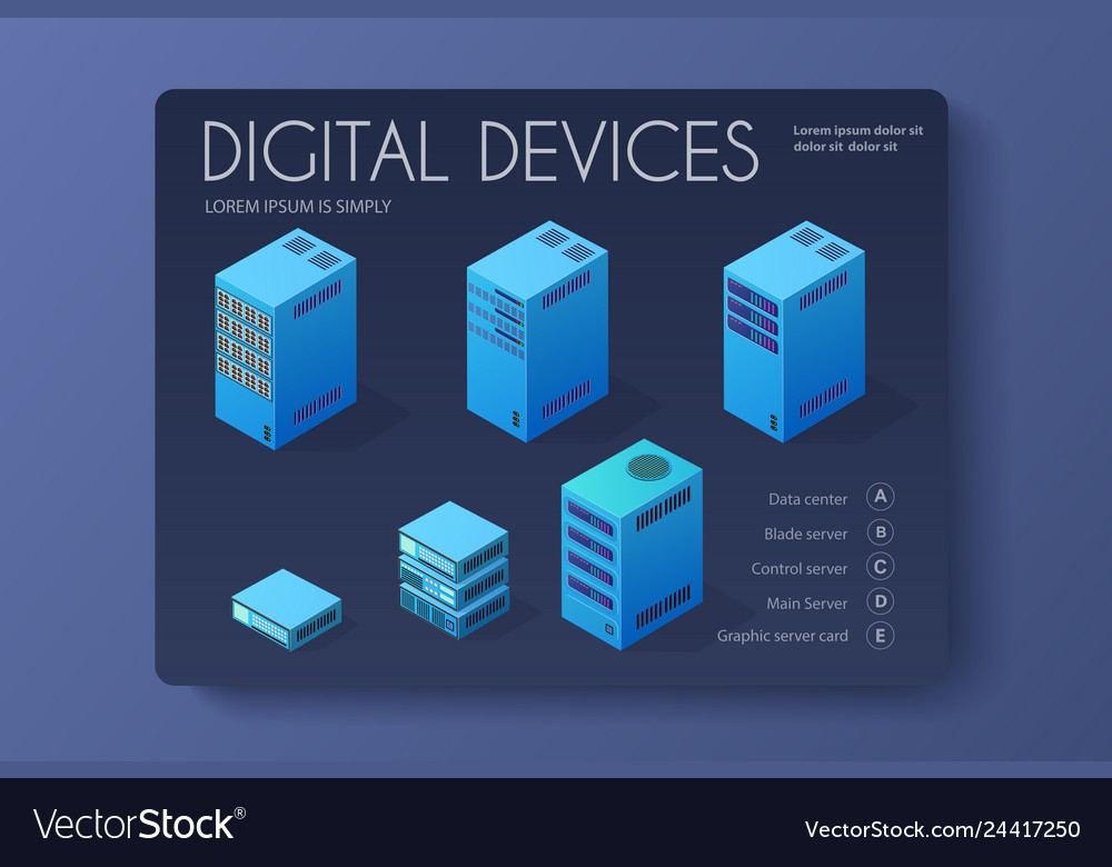 Isometric set of a computer Royalty Free Vector Image