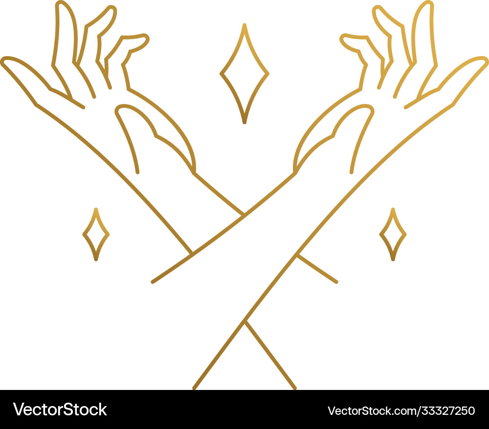 Linear emblem crossed arms performer hand Vector Image