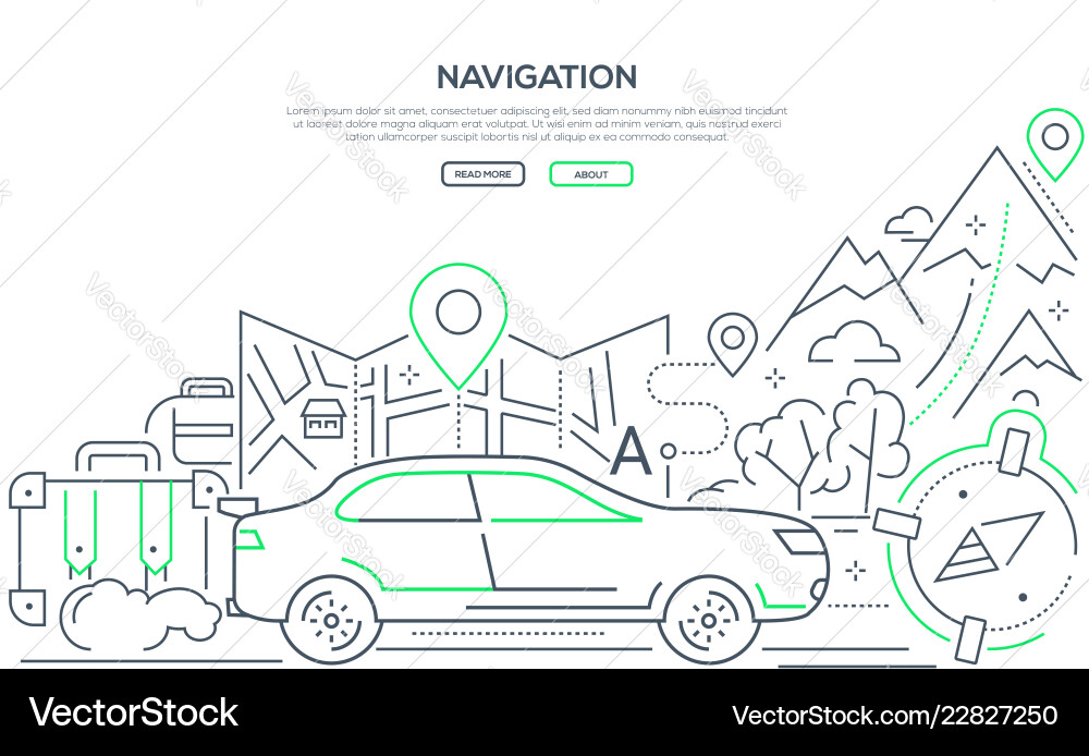 Navigation - modern line design style web banner Vector Image