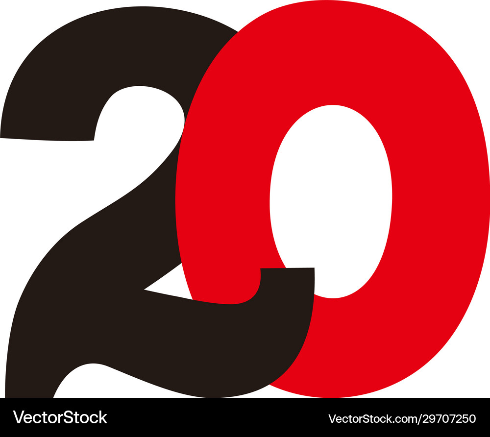 Number 20 linked curves colorful design Royalty Free Vector