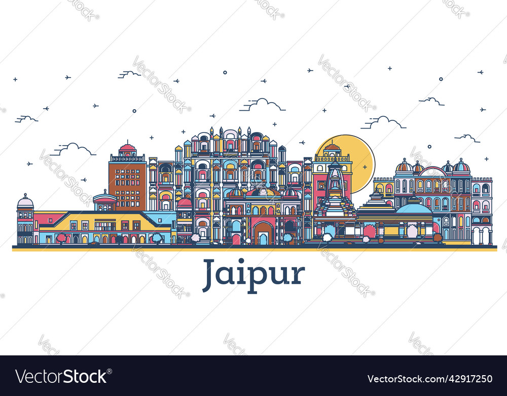 Outline jaipur india city skyline with colored Vector Image Outline jaipur india city skyline with colored Vector Image
