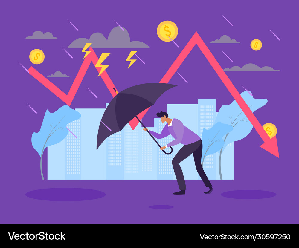 Recession financial crisis concept slowdown Vector Image