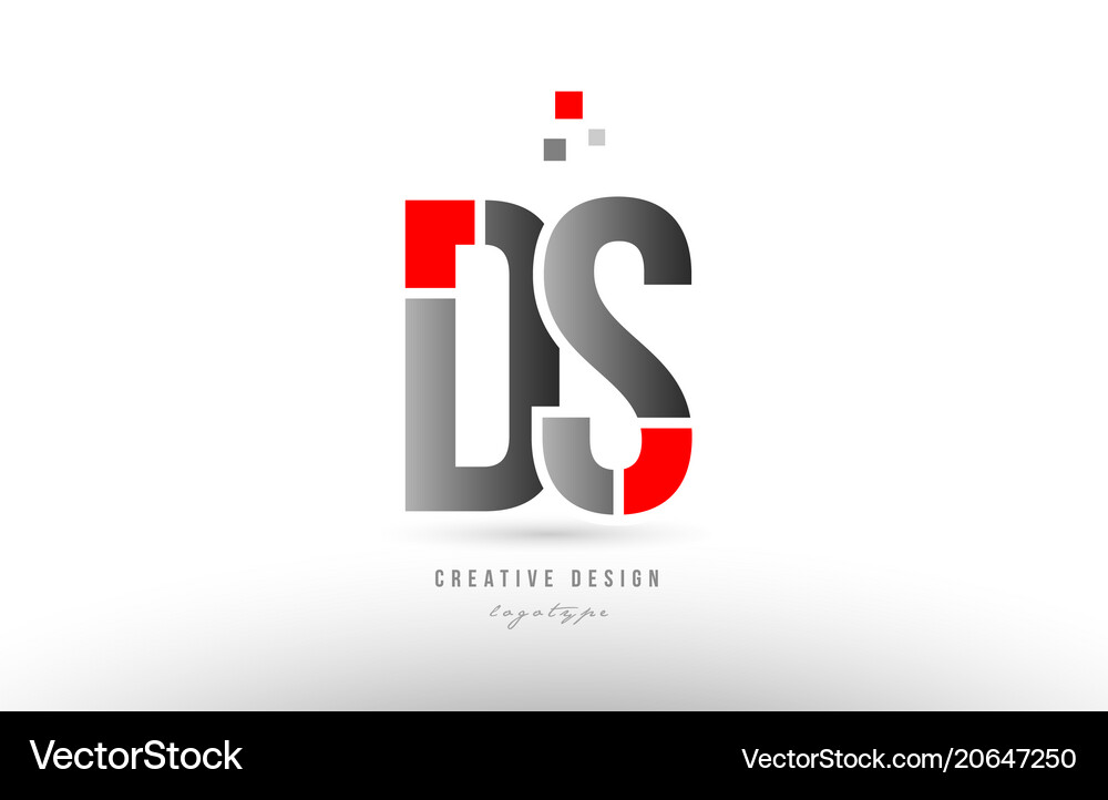 Red grey alphabet letter ds d s logo combination Vector Image