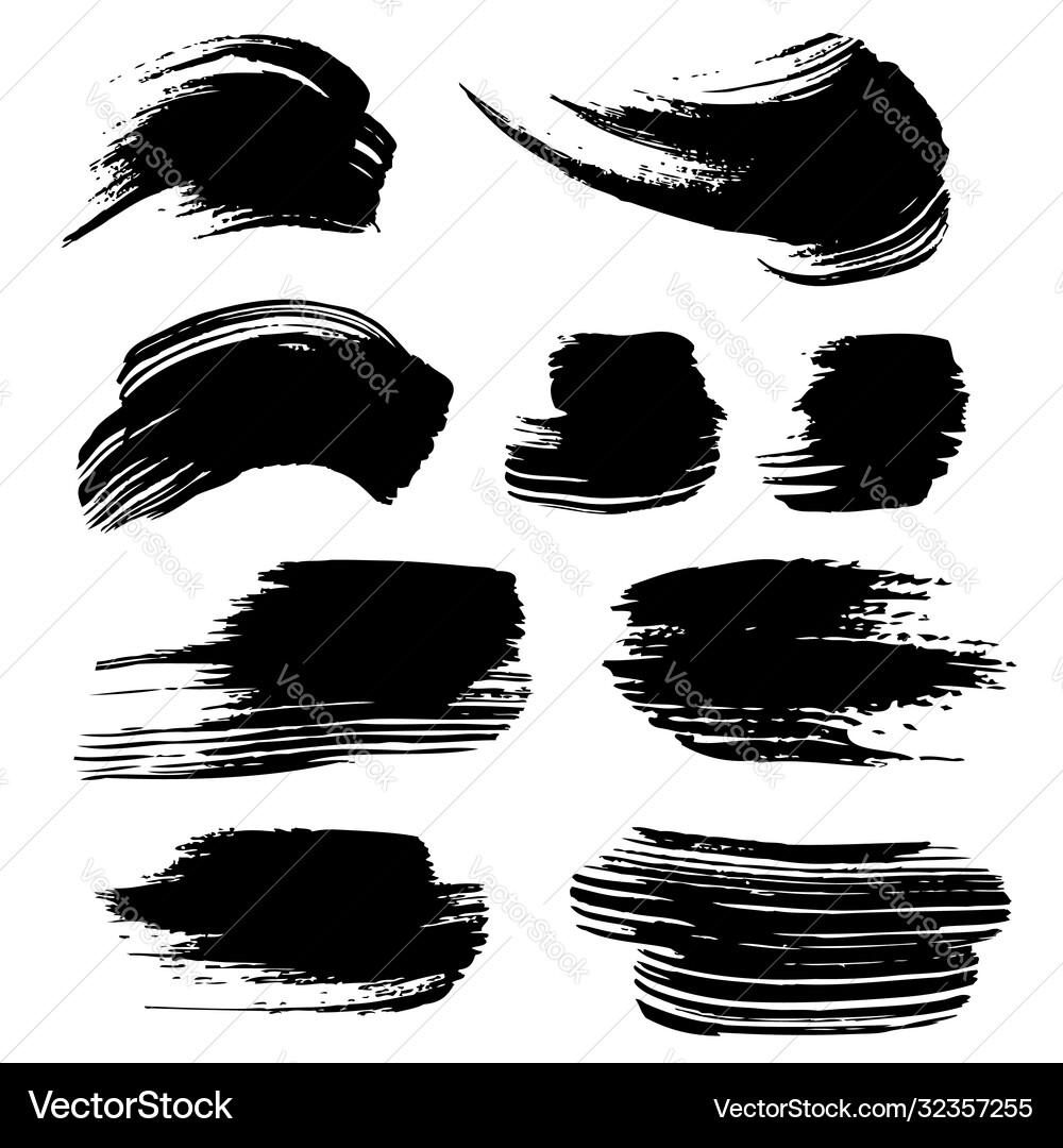 Abstract black ink strokes isolated on a white Vector Image