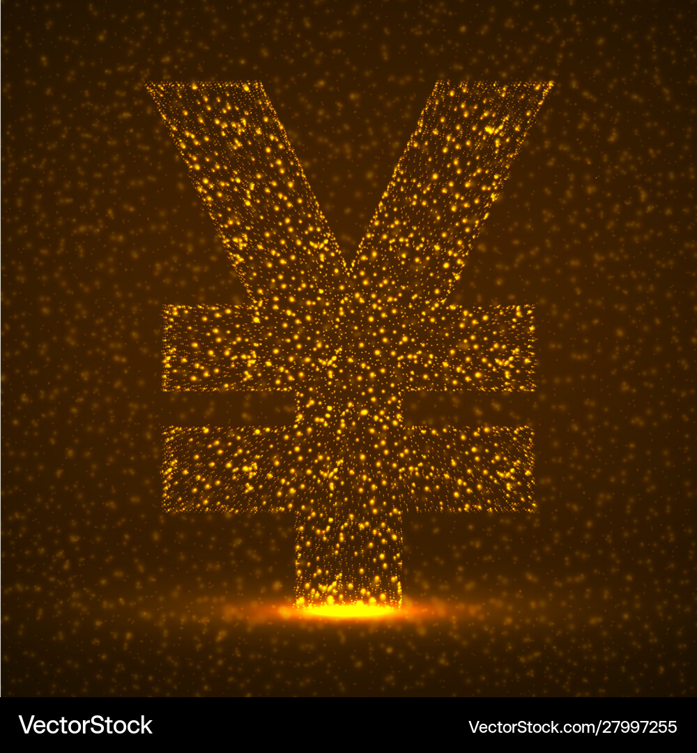 Abstract sign yuan glowing particles neon Vector Image
