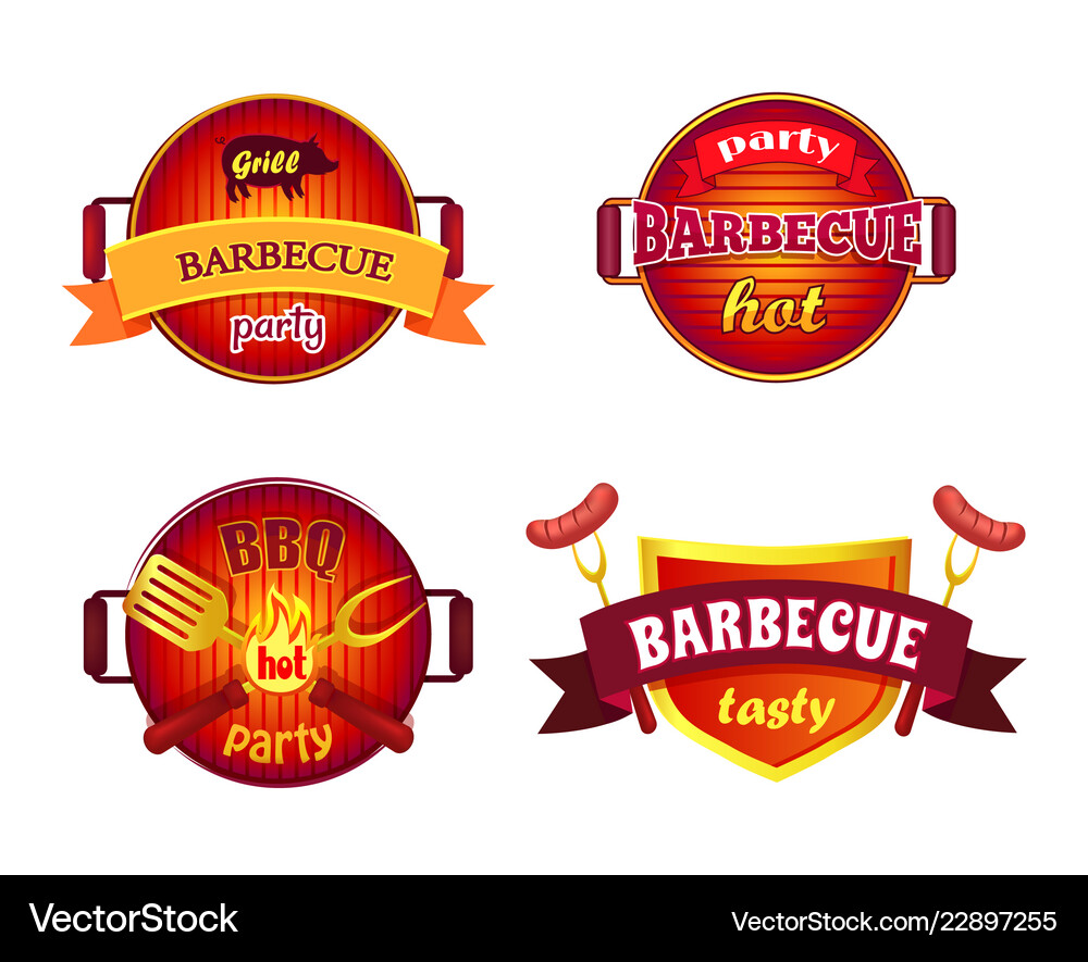 Bbq party set icons barbecue Royalty Free Vector Image