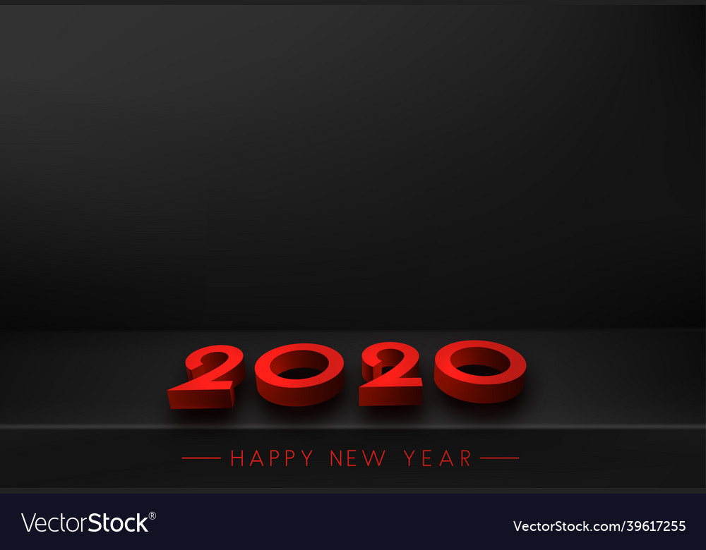 Black 2020 new year background with 3d red text Vector Image Black 2020 new year background with 3d red text Vector Image