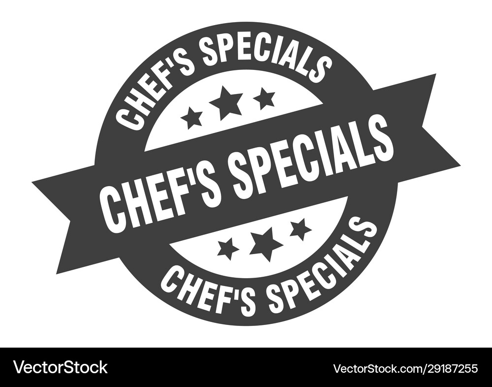 Chefs specials sign round ribbon Royalty Free Vector Image