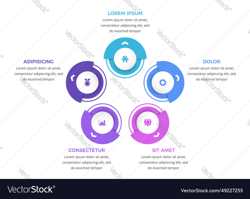 Circle diagram template - five elements Royalty Free Vector