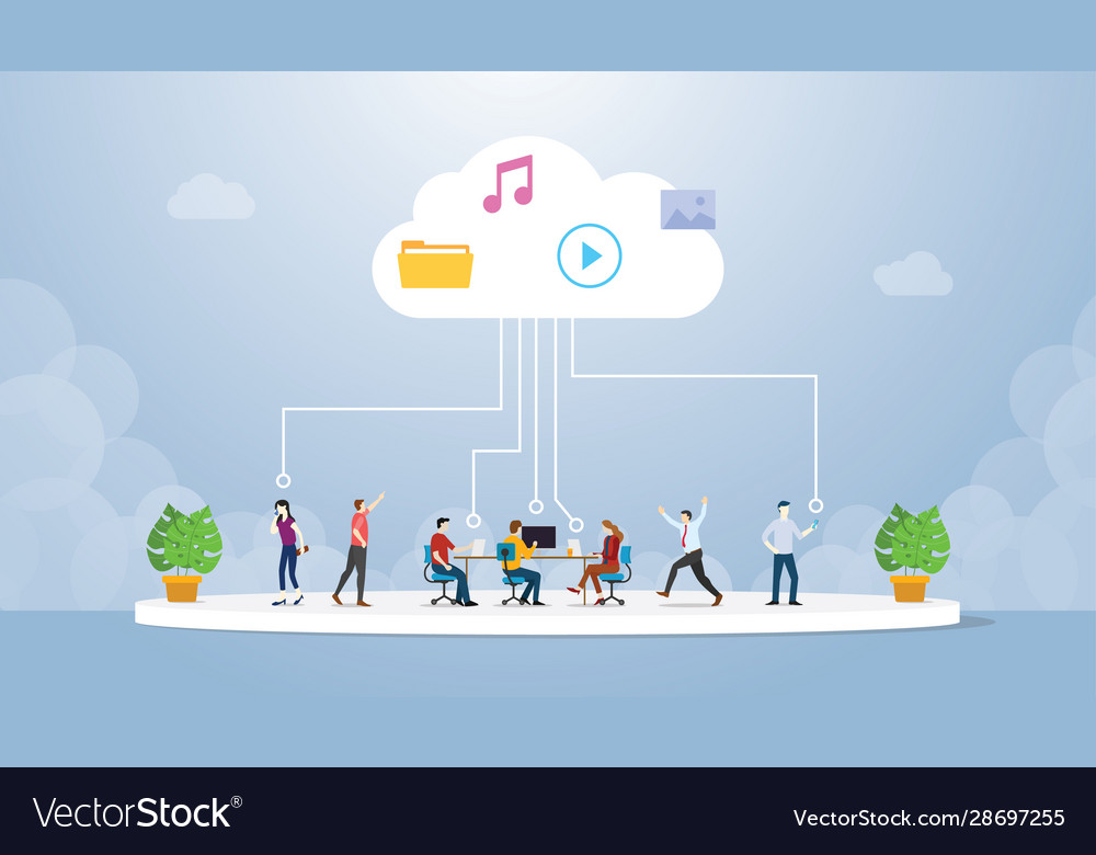 Cloud computing technology with various people Vector Image