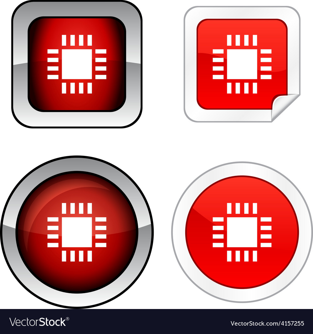 Cpu Button Set Royalty Free Vector Image Vectorstock