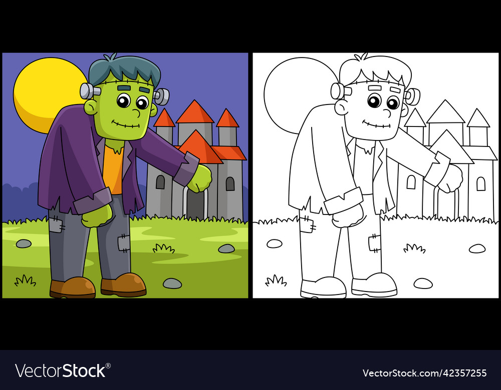 Frankenstein halloween coloring page Royalty Free Vector