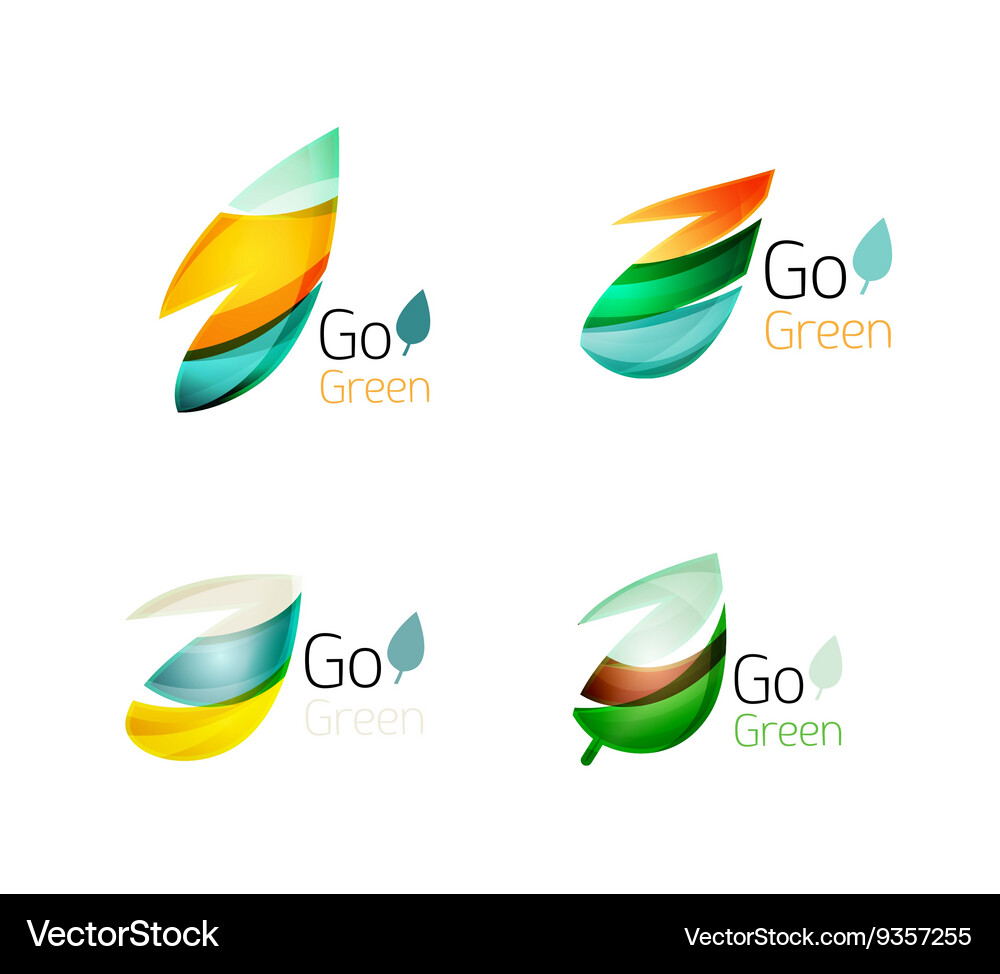 Glossy colorful leaf icon set Royalty Free Vector Image