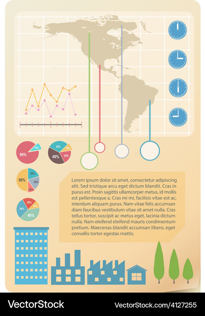 Infochart model of a map Royalty Free Vector Image