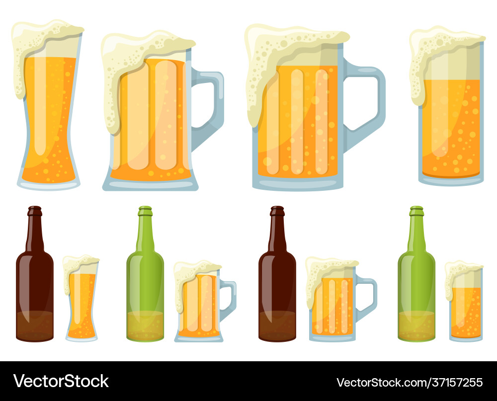 Mug and bottle beer design isolated on white Vector Image