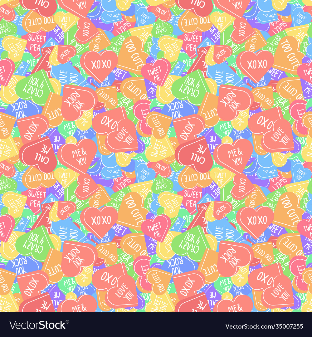 Pattern with conversation hearts in valentines day