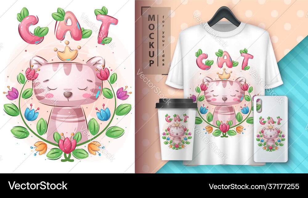 Princess cat - cute adorable poster Royalty Free Vector