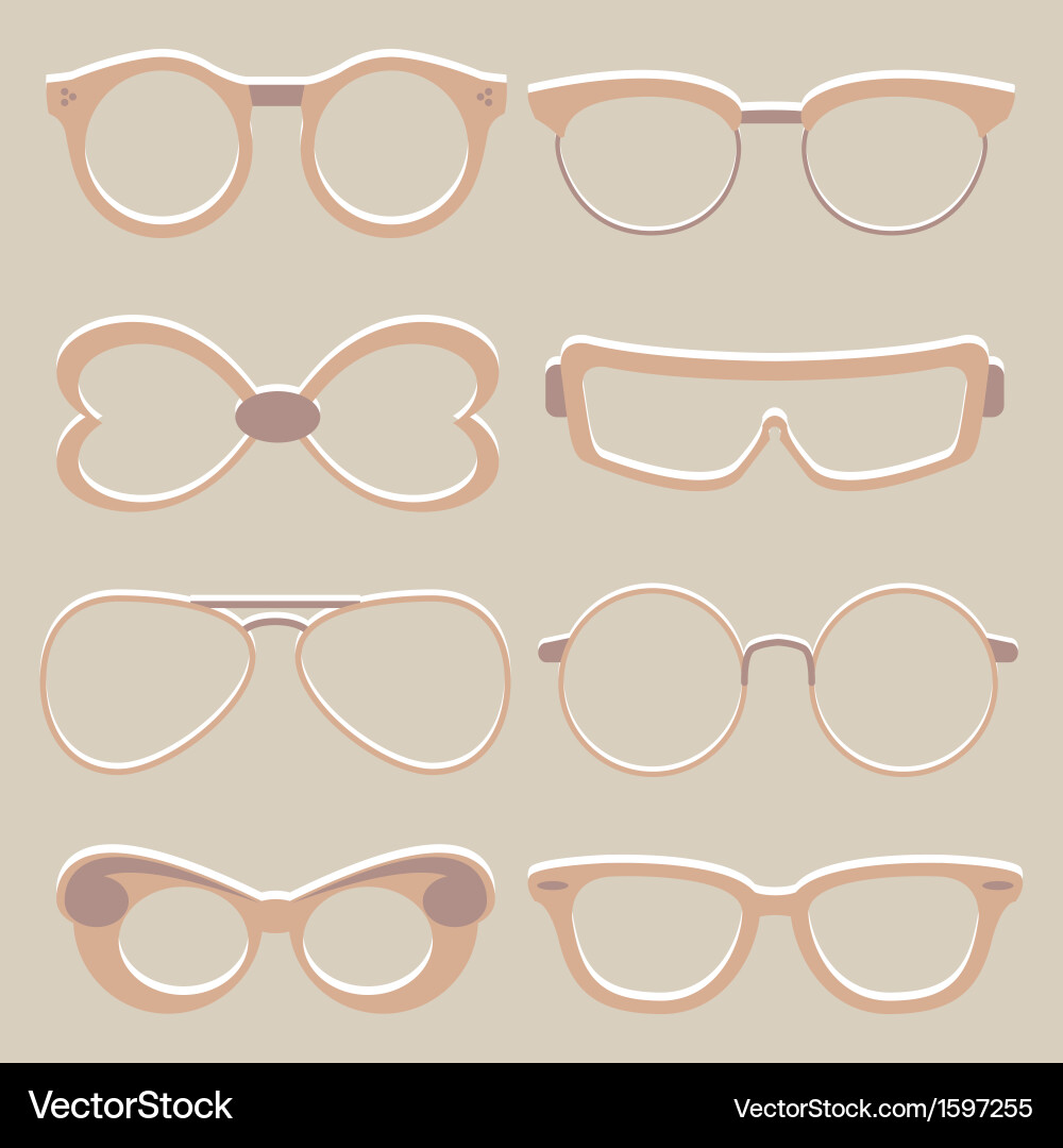 Set of cute glasses Royalty Free Vector Image - VectorStock