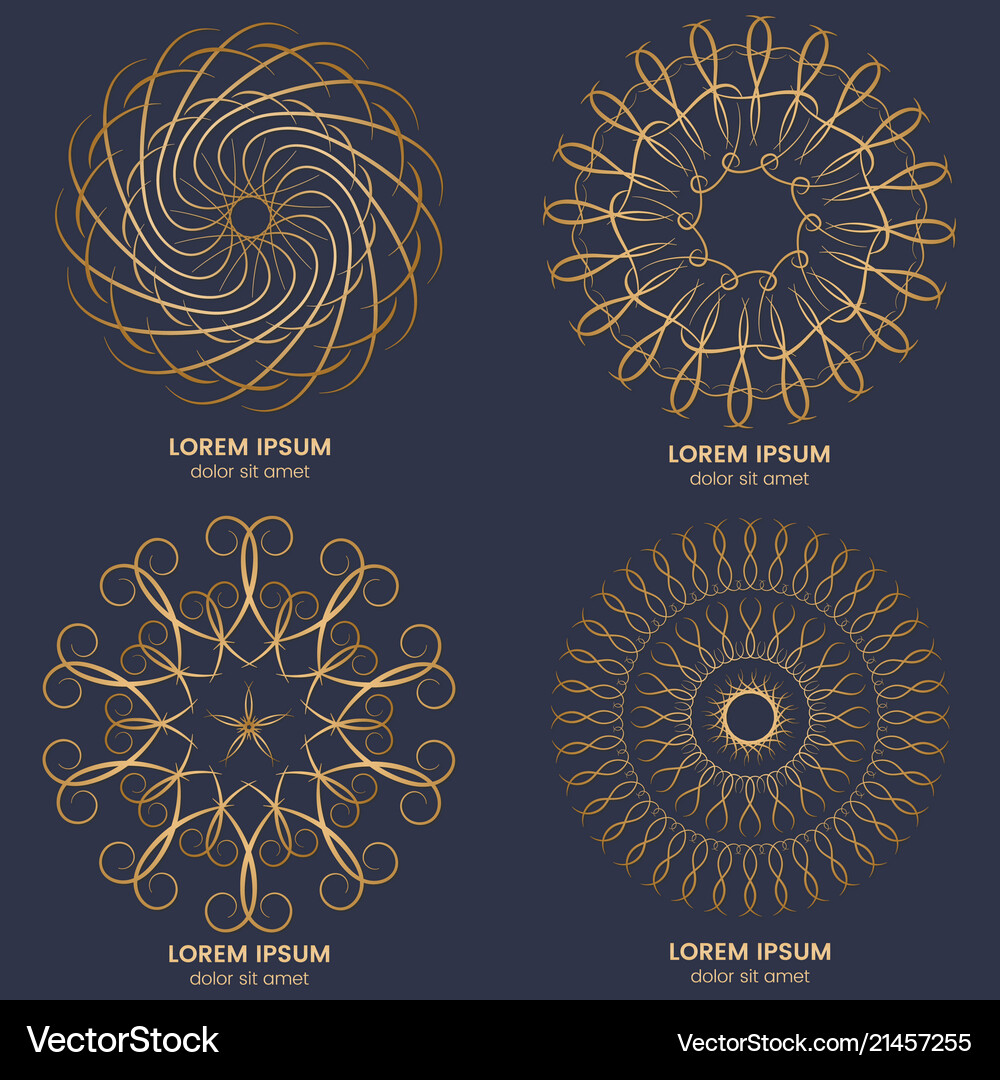Set of four vintage geometric circular elements Vector Image