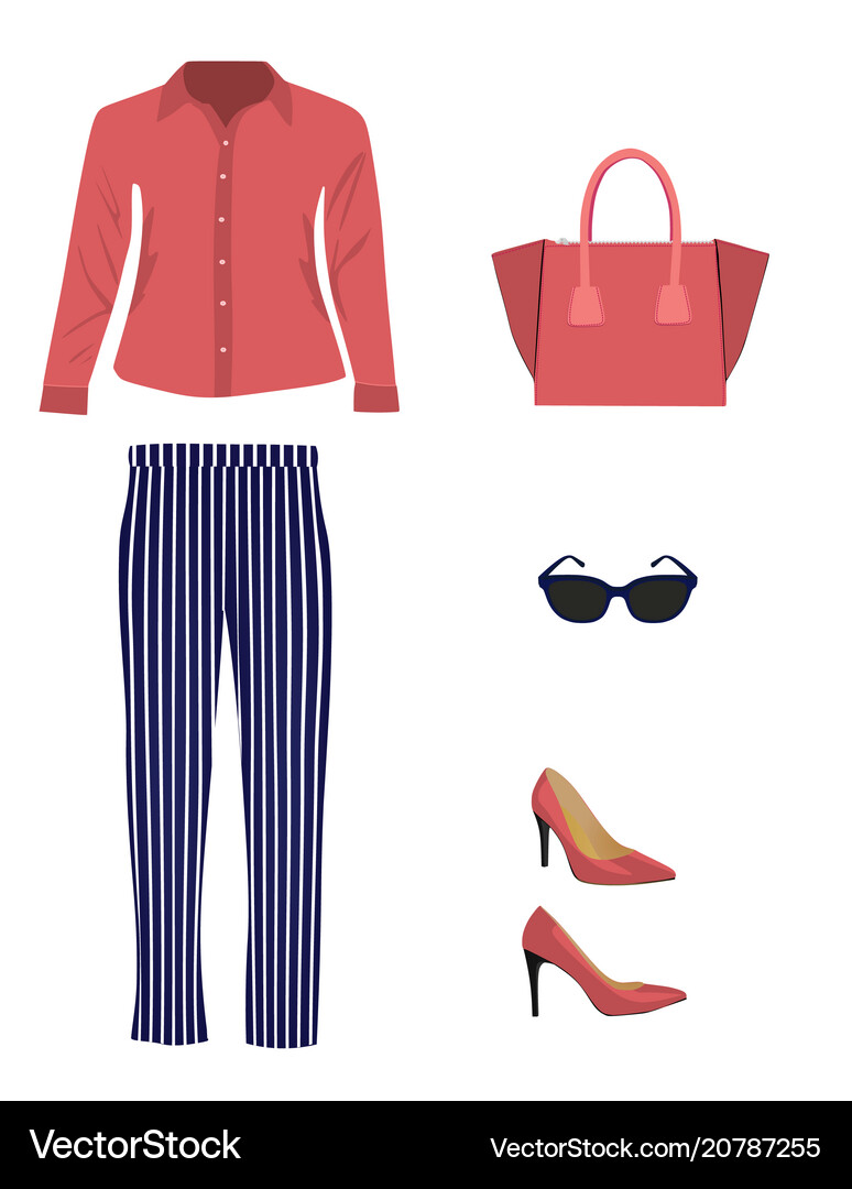 Woman outfit set Royalty Free Vector Image - VectorStock