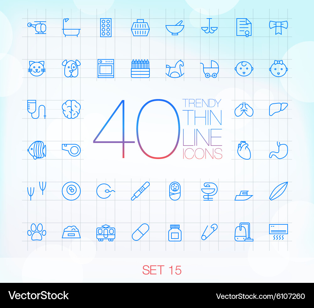 40 Trendy Thin Icons for web and mobile Set 15 Vector Image