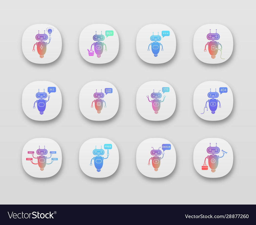 Chatbots app icons set Royalty Free Vector Image Chatbots app icons set Royalty Free Vector Image