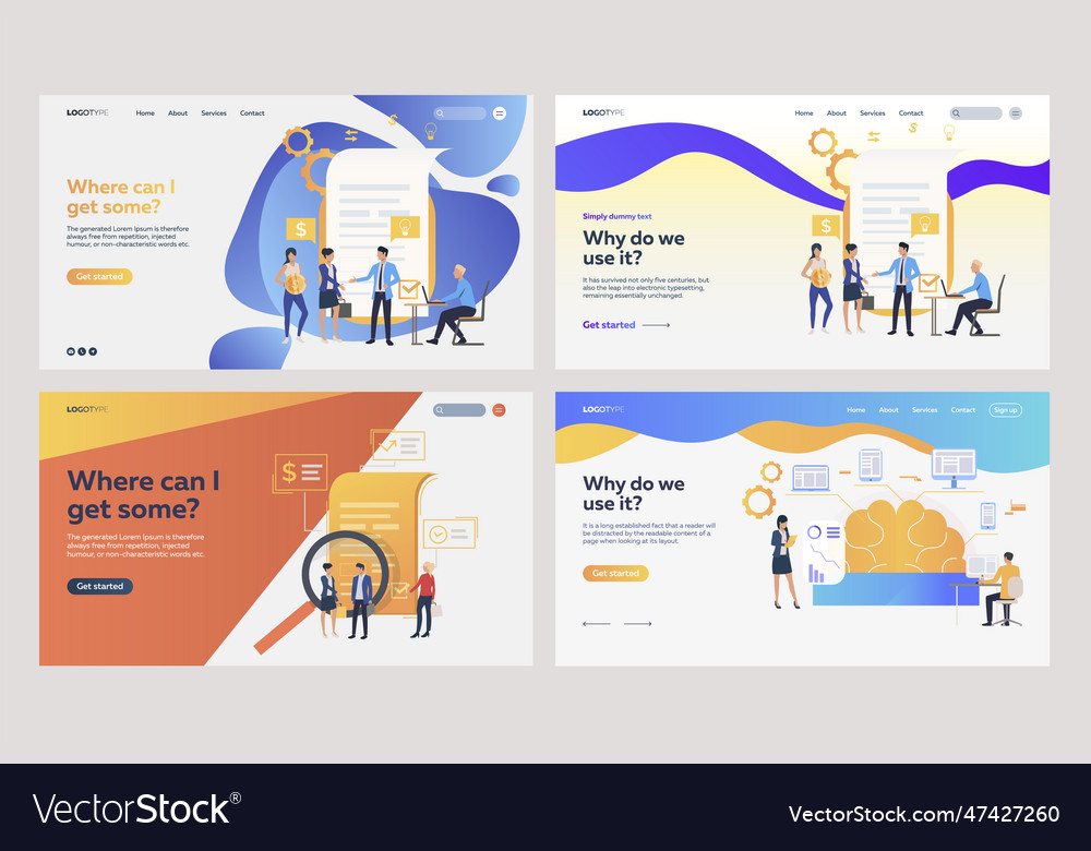 Collection of business analysts analyzing Vector Image