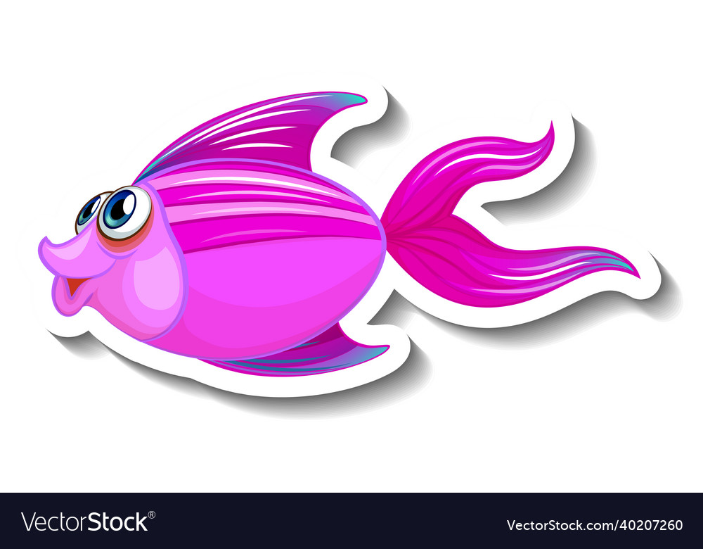 Cute fish sea animal cartoon sticker Royalty Free Vector