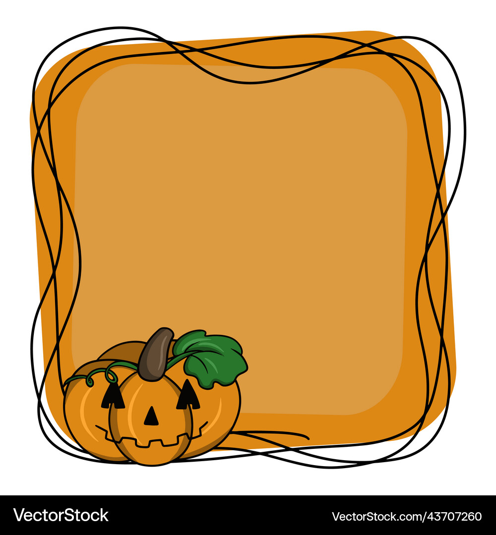 Cute pumpkin smiling bright square halloween Vector Image