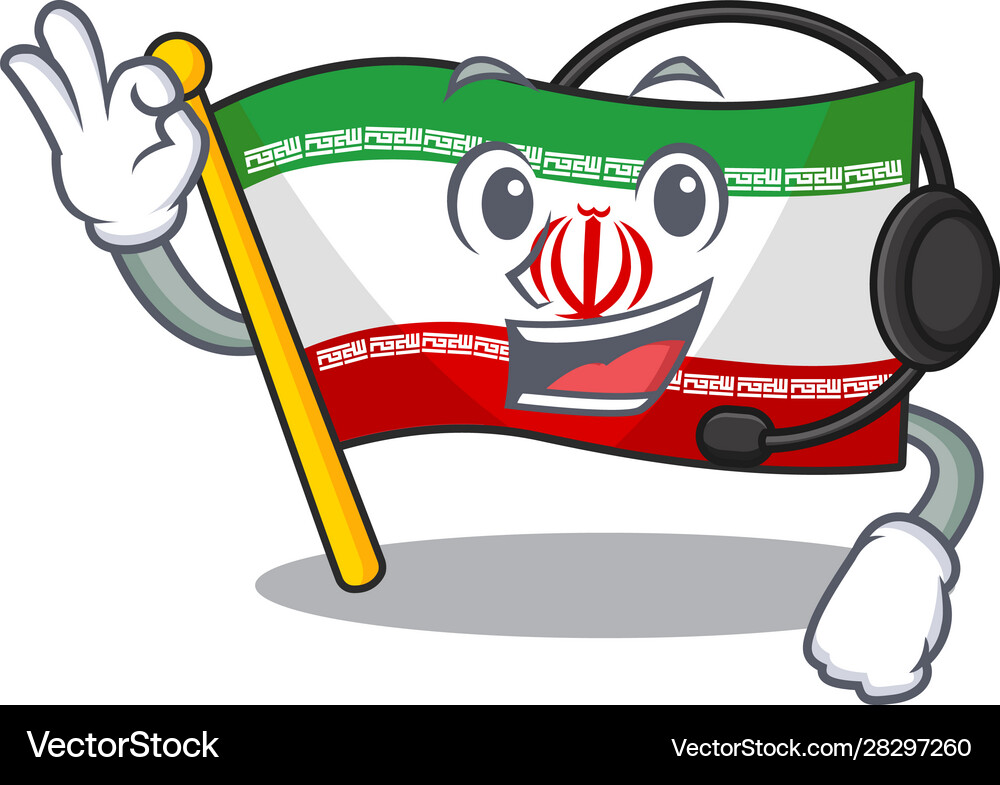 Flag iran cute cartoon character design Royalty Free Vector