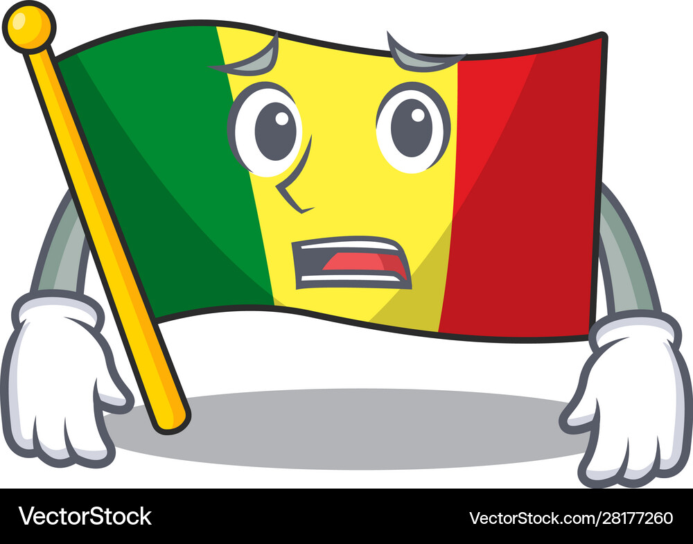 Flag mali cartoon character showing afraid look Vector Image
