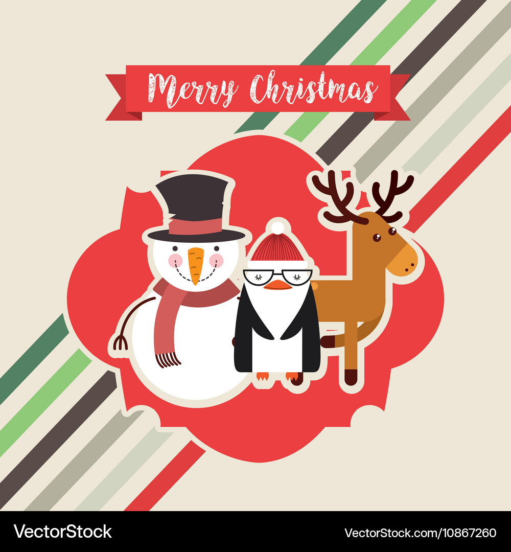 Happy merry christmas characters Royalty Free Vector Image