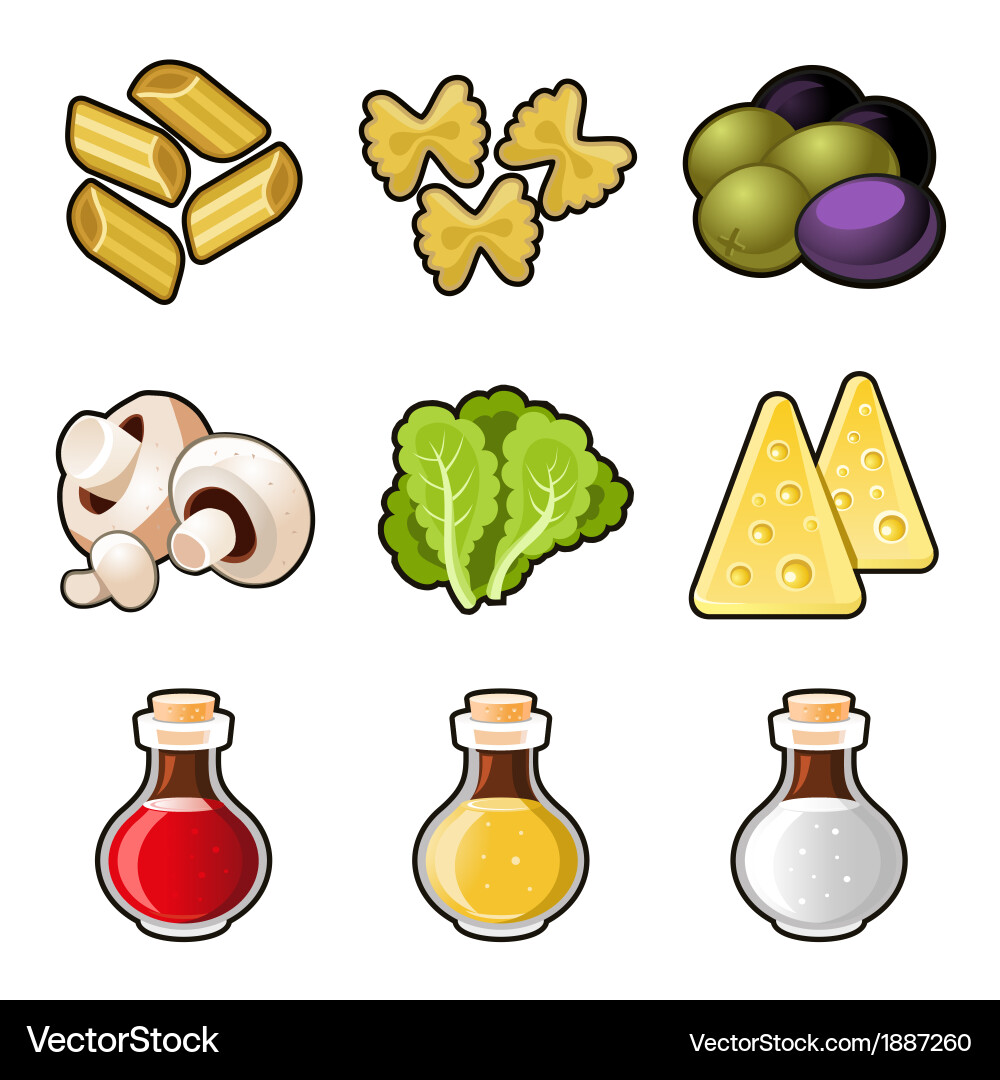 Italian food icon set Royalty Free Vector Image