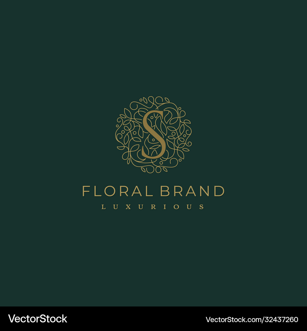 Letter s circle floral botanical leaf logo design Vector Image