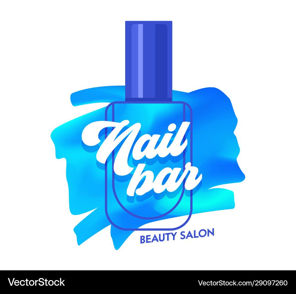 Nail bar creative banner blue polish stroke Vector Image