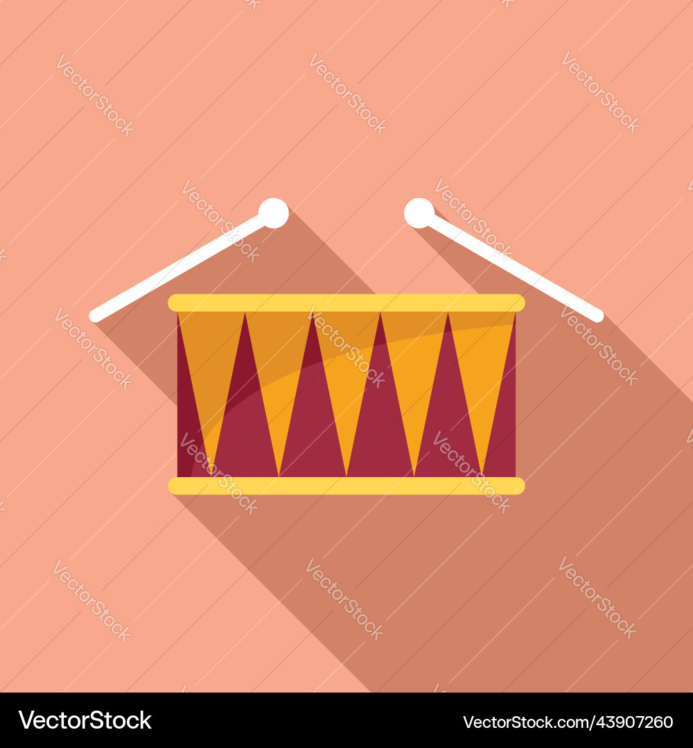 Snare drum icon flat music kit Royalty Free Vector Image