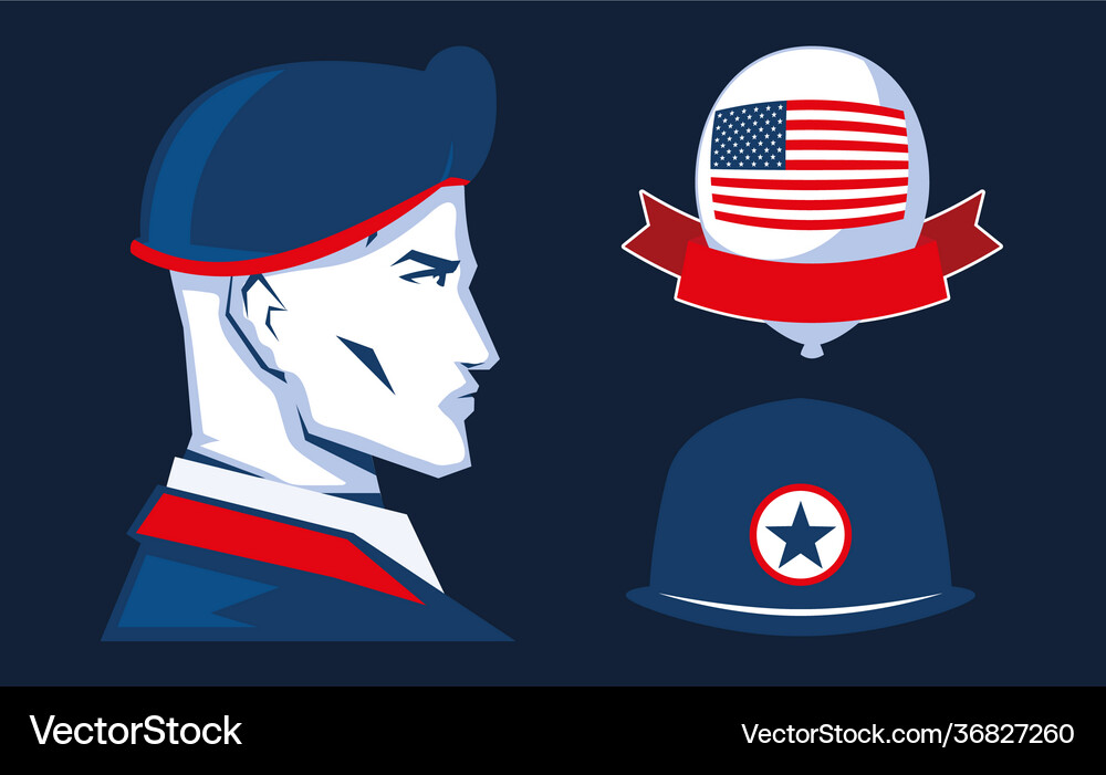 Soldier american flag Royalty Free Vector Image