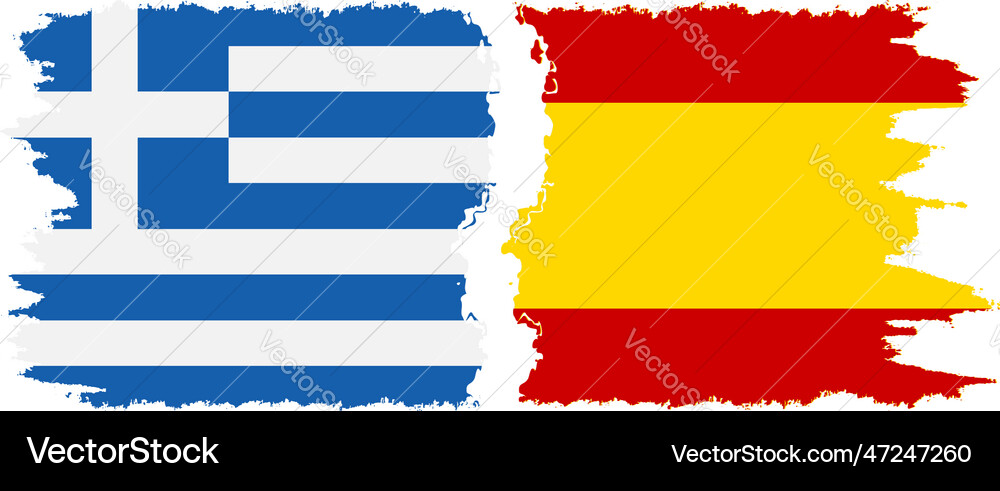 Spain and greece grunge flags connection Vector Image