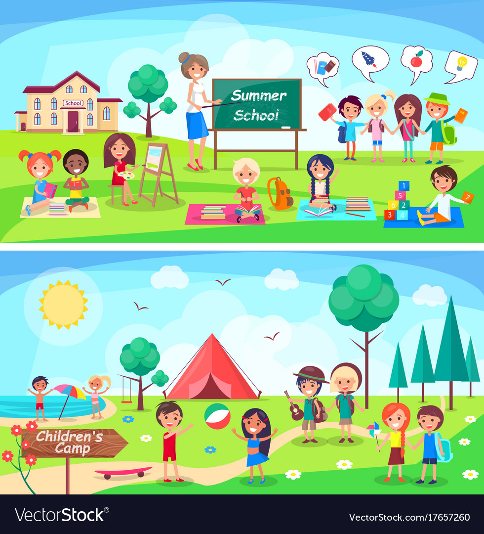 Summer School And Children Camp Royalty Free Vector Image summer-school-and-children-camp-royalty-free-vector-image