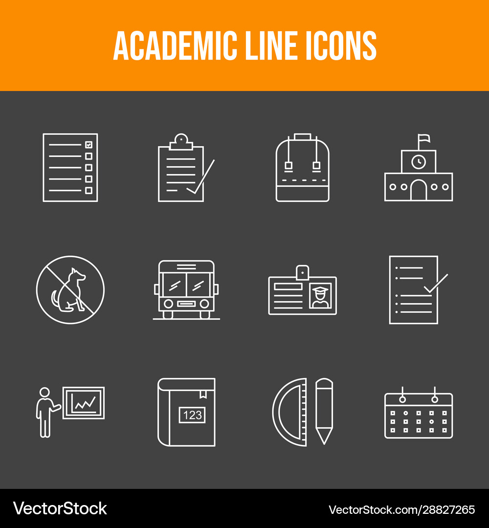 Beautiful academic 12 icons Royalty Free Vector Image